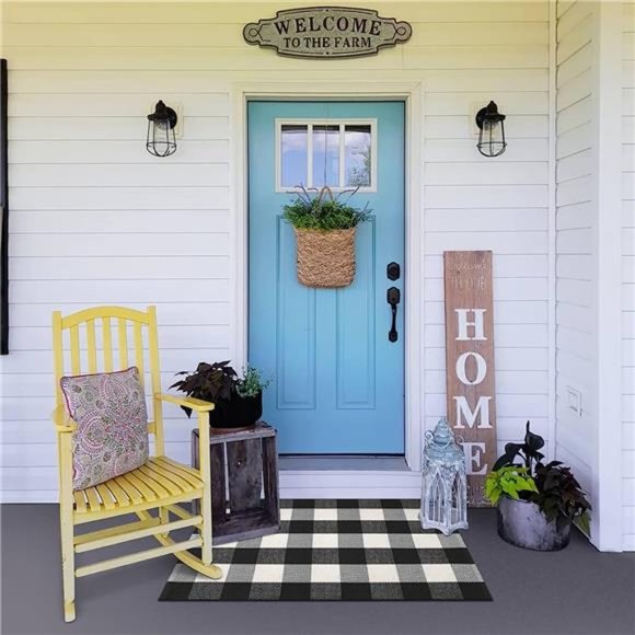 Accents | Buffalo Plaid Outdoor Rug Runner Doormat 24 X 51 Blackwhite ...